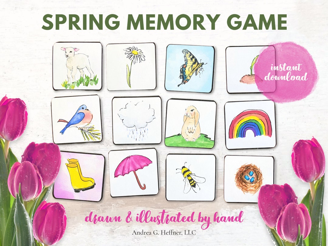 Spring Memory Game Printable. Downloadable Spring Activity for Kids ...