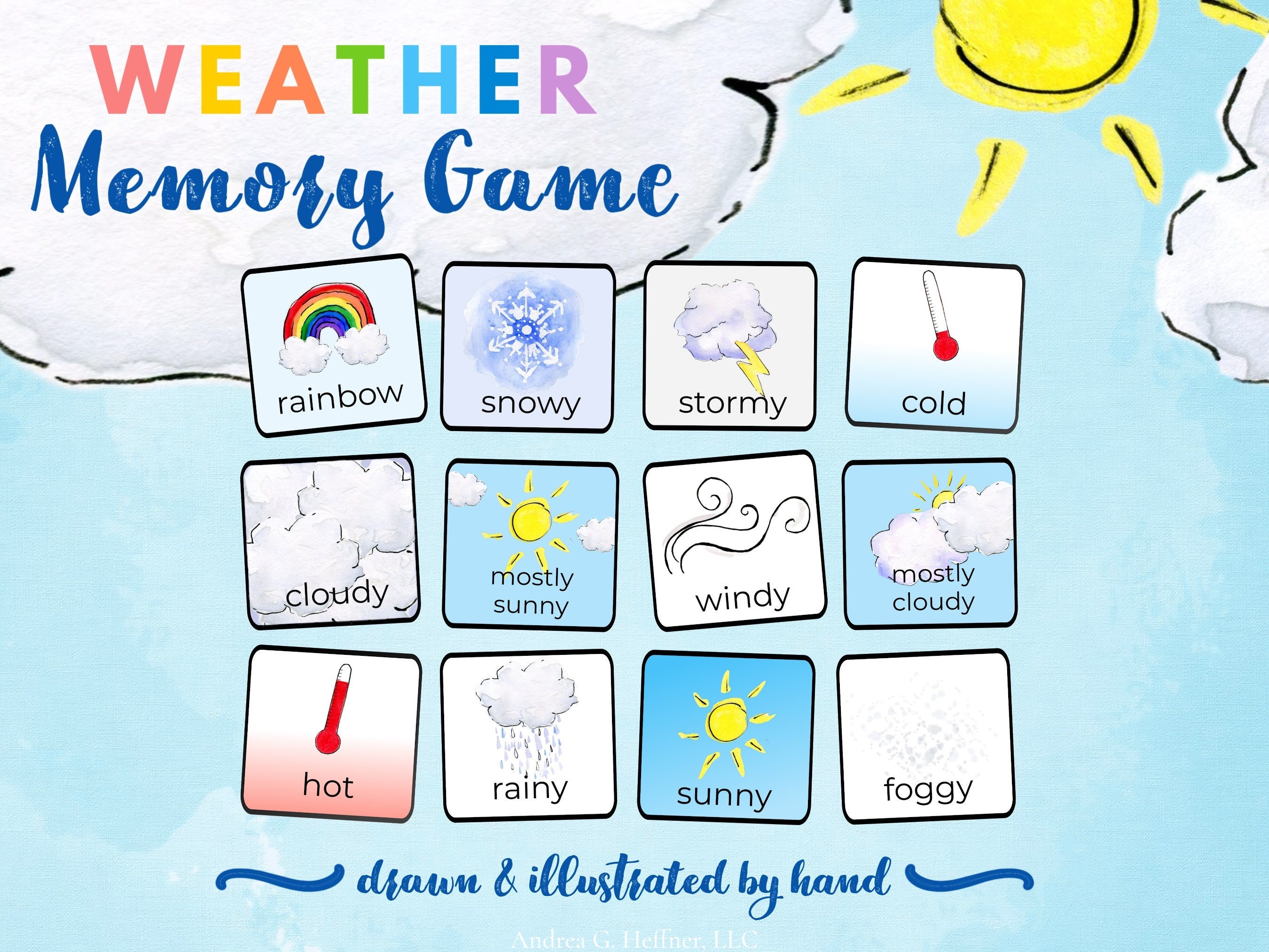 Weather Memory Game Printable. Science Activity for Kids. INSTANT ...