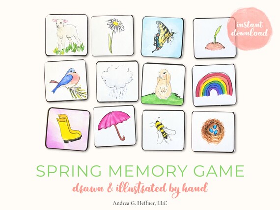 Spring Memory Game Printable. Downloadable Spring Activity for | Etsy