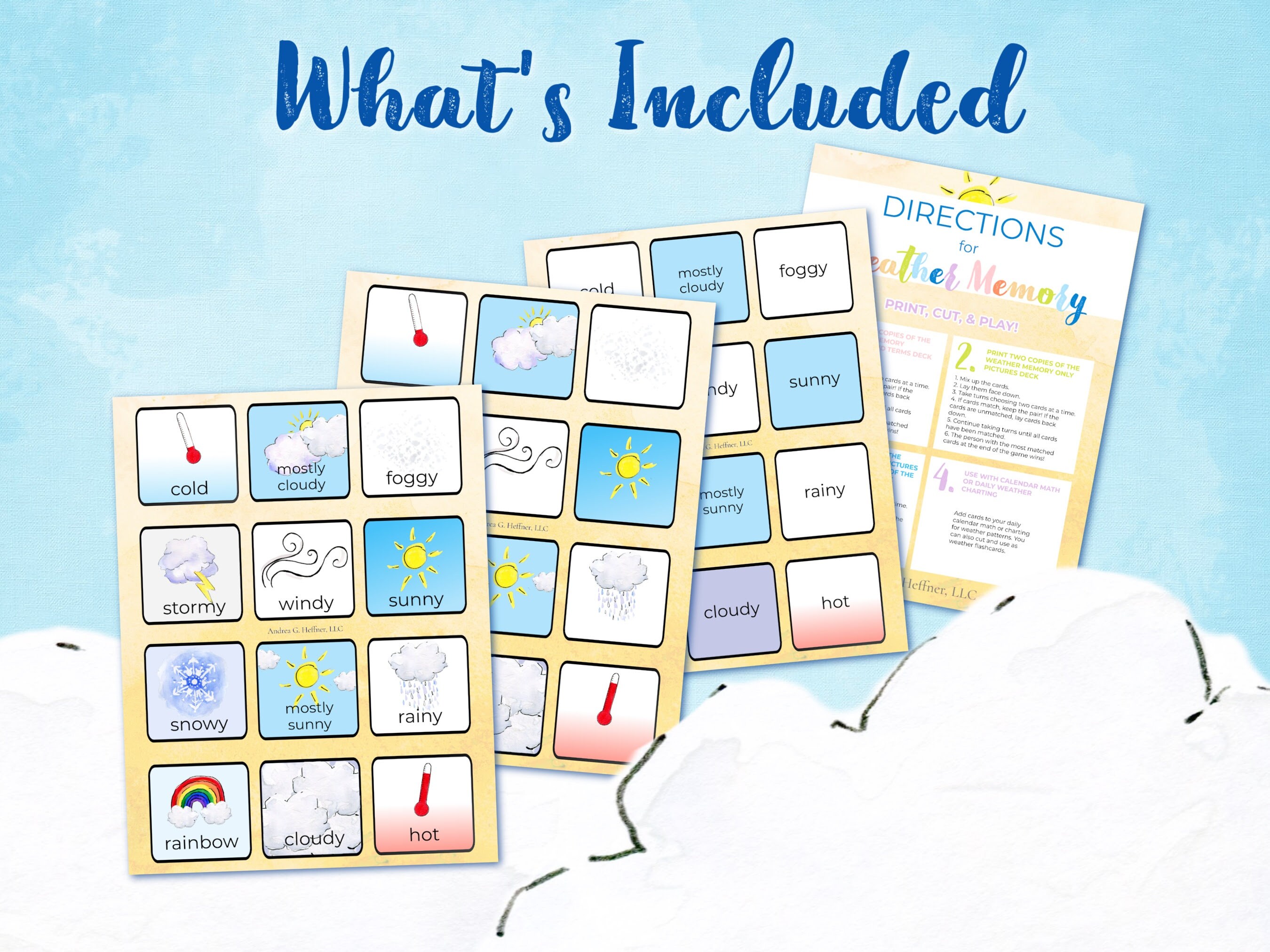 Weather Memory Game Printable. Science Activity for Kids. INSTANT ...