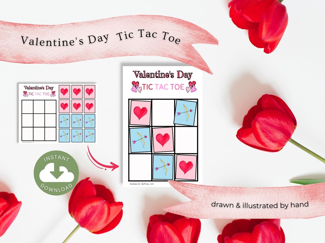 Valentine's Tic Tac Toe Board. Instant Download Class - Etsy