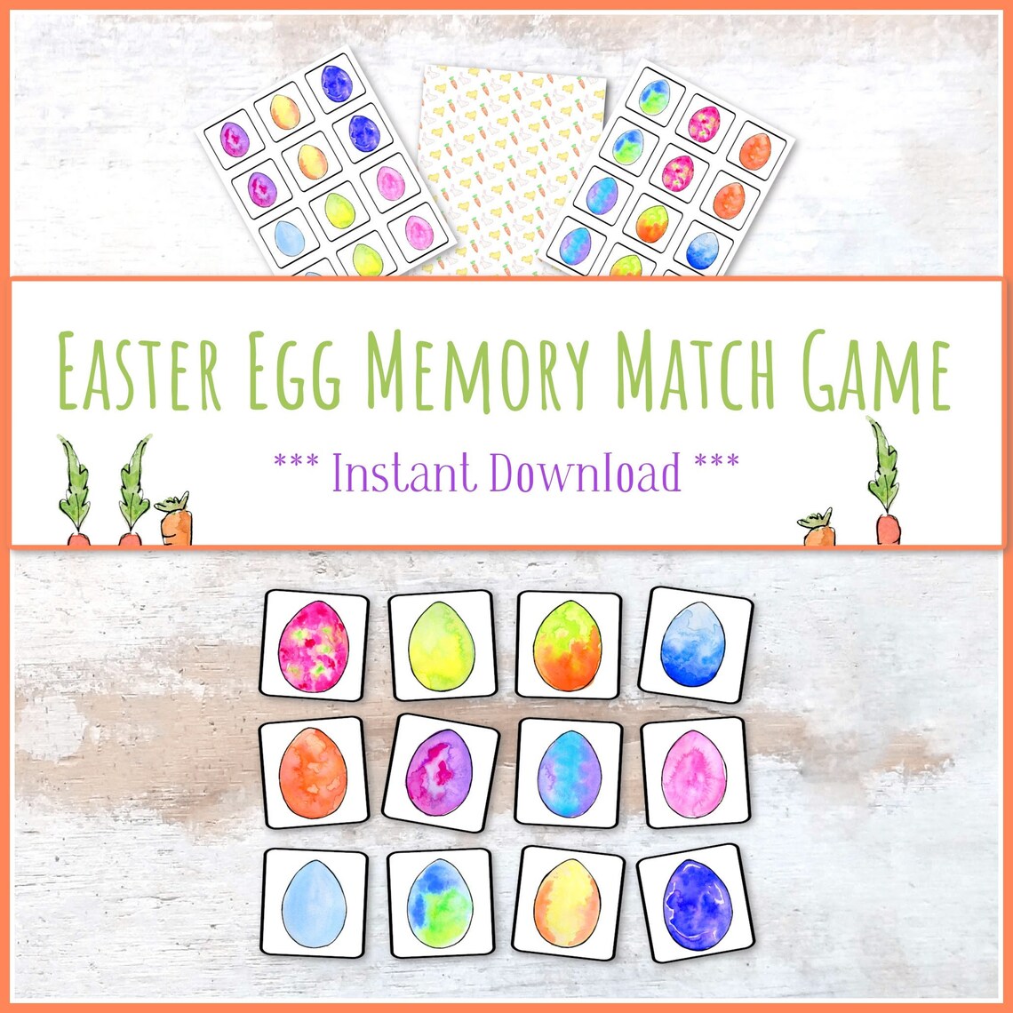 Printable Easter Egg Memory Matching Game Instant Digital | Etsy