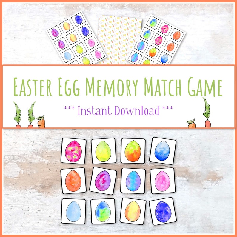 Printable Easter Egg Memory Matching Game Instant Digital | Etsy