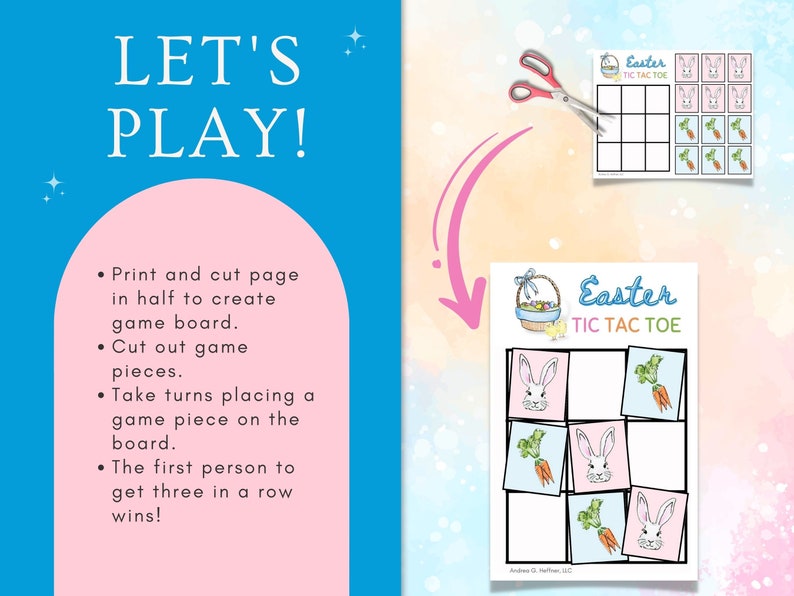 Easter Bunny Tic Tac Toe Game Printable Easter Basket Stuffer. Instant ...