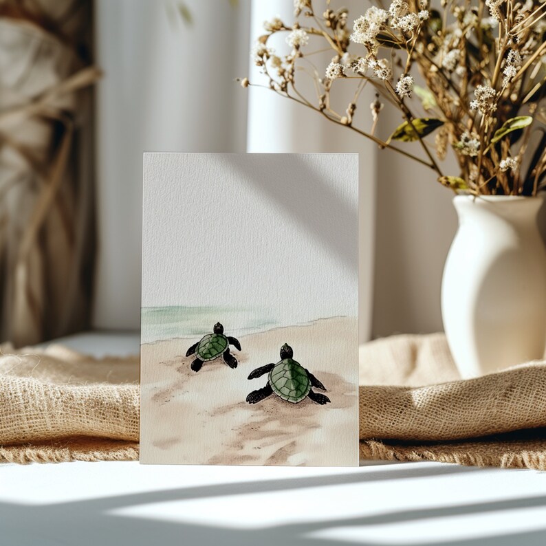 Baby Sea Turtle Art Sea Turtle Art Print Printable Coastal Wall Art ...