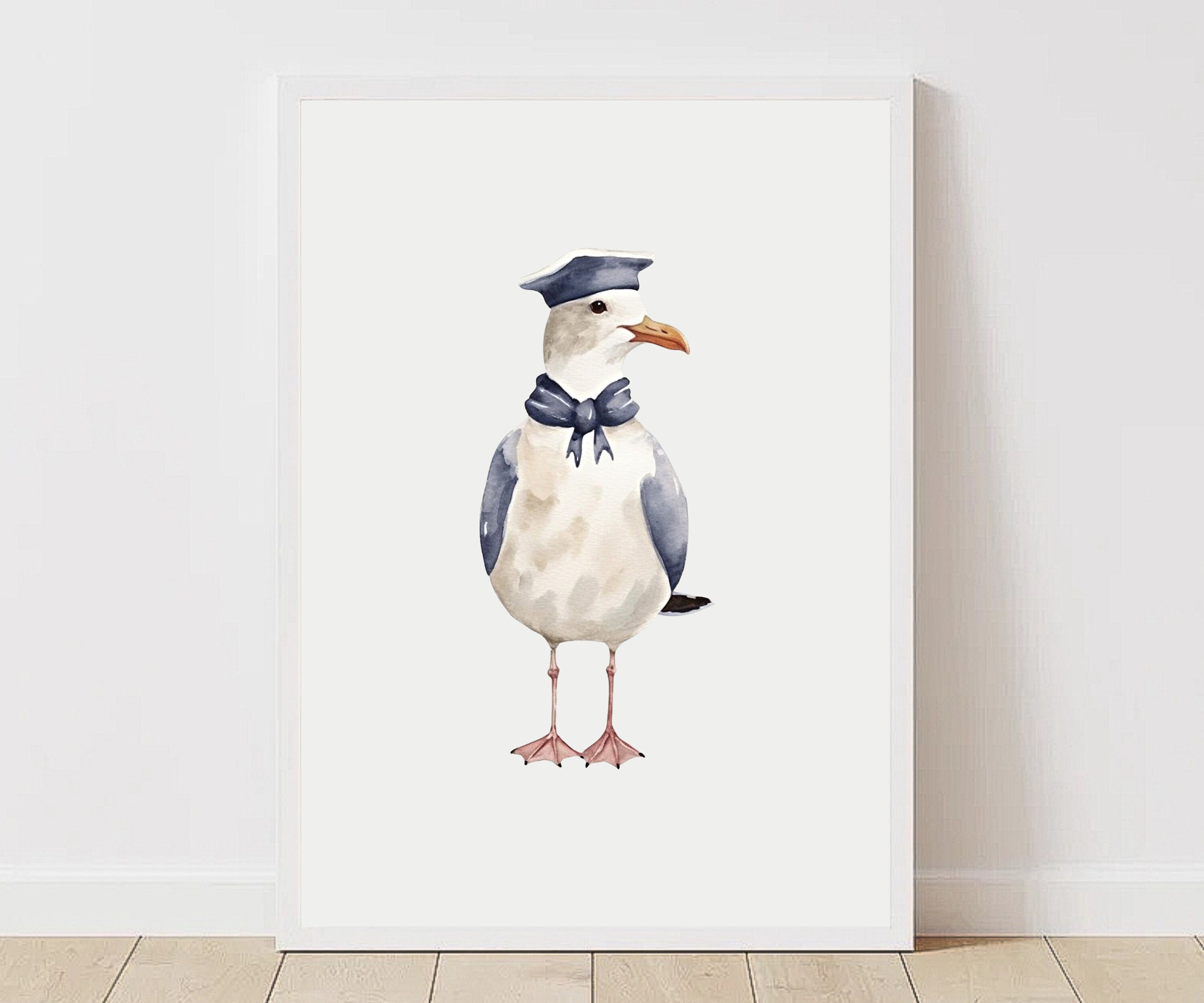 Blue Seagull Art Print Birds Art Print Beach Bird Wall Decor Beach ...