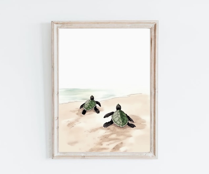Baby Sea Turtle Art Sea Turtle Art Print Printable Coastal Wall Art ...