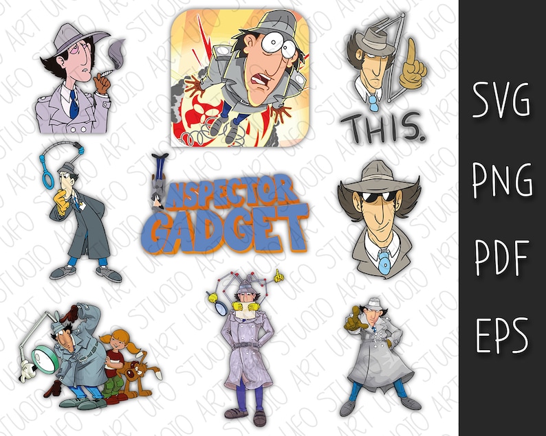 Cartoon SVG Cartoon Vector İnspector Gadget SVG İnspector - Etsy