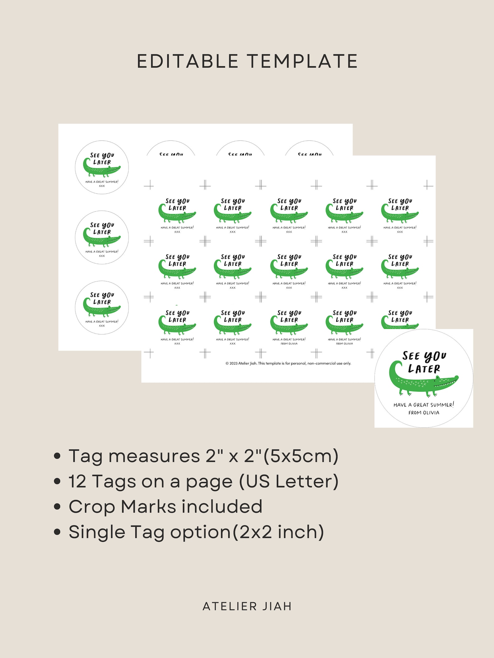 Editable Alligator Favor Tags: End of School Year Cookie Labels (DIY ...