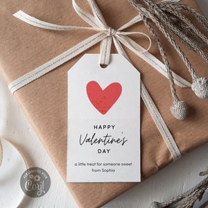 Happy Valentines Day Gift Tag Printable V Day Heart Tag Bulk Kids Class ...