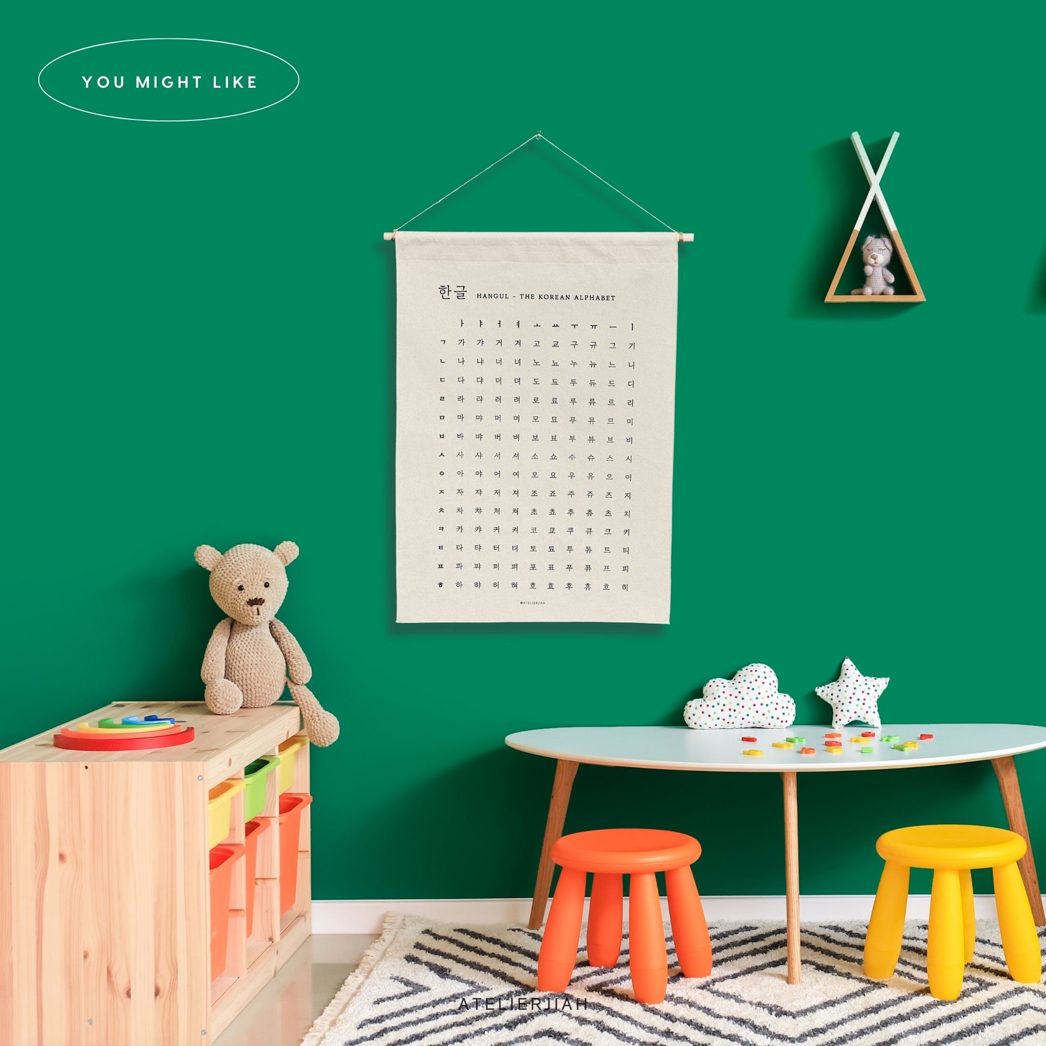Korean Alphabet Chart Learning Korean Hangul Art Print Korean Modern ...