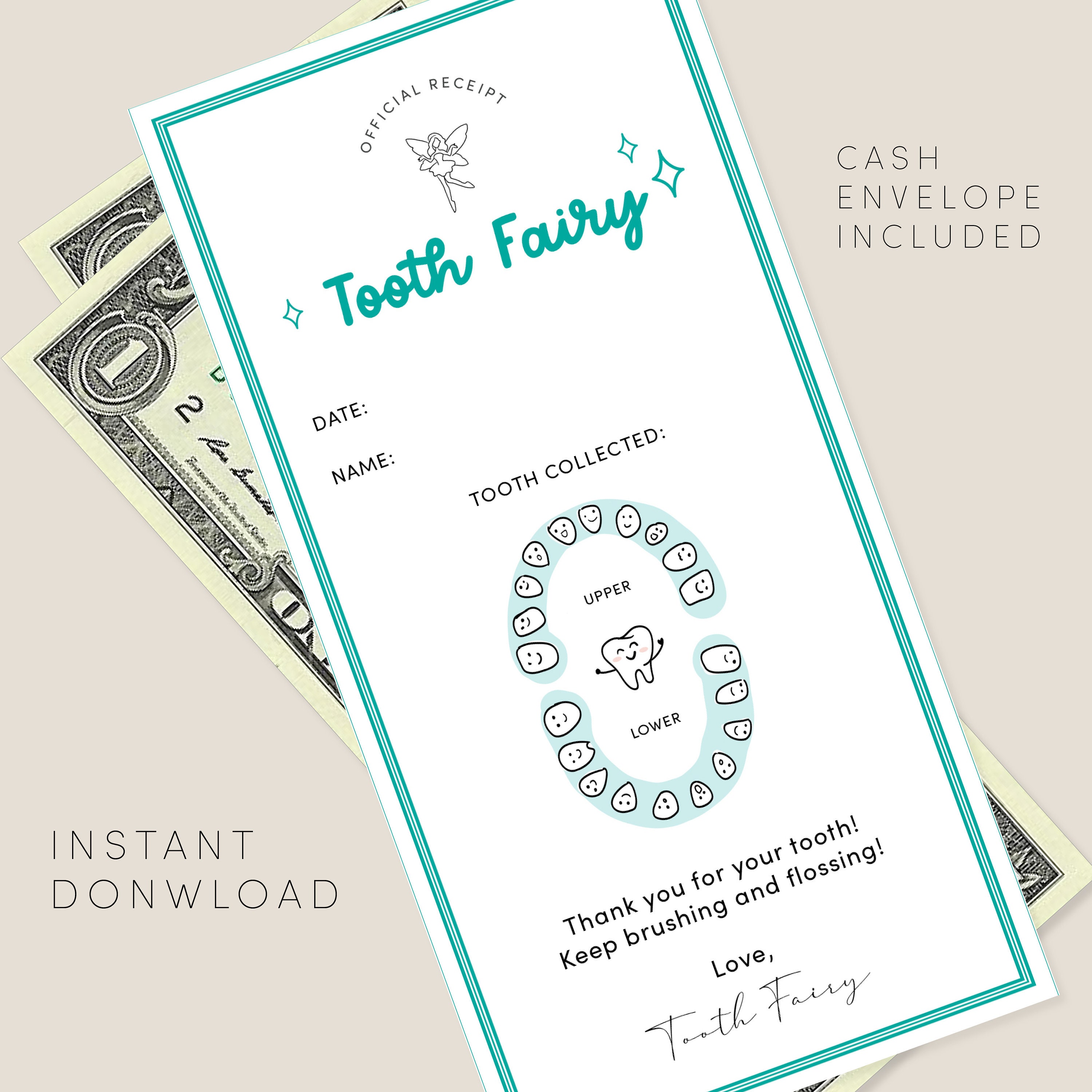 Tooth Fairy Receipt Printable Lost Tooth Report Tooth Fairy Certificate ...
