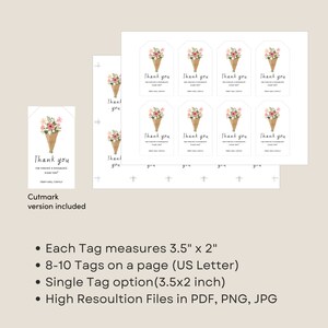 Flower Gift Tag Printable Floral Party Favor Tag Thank You Flower ...
