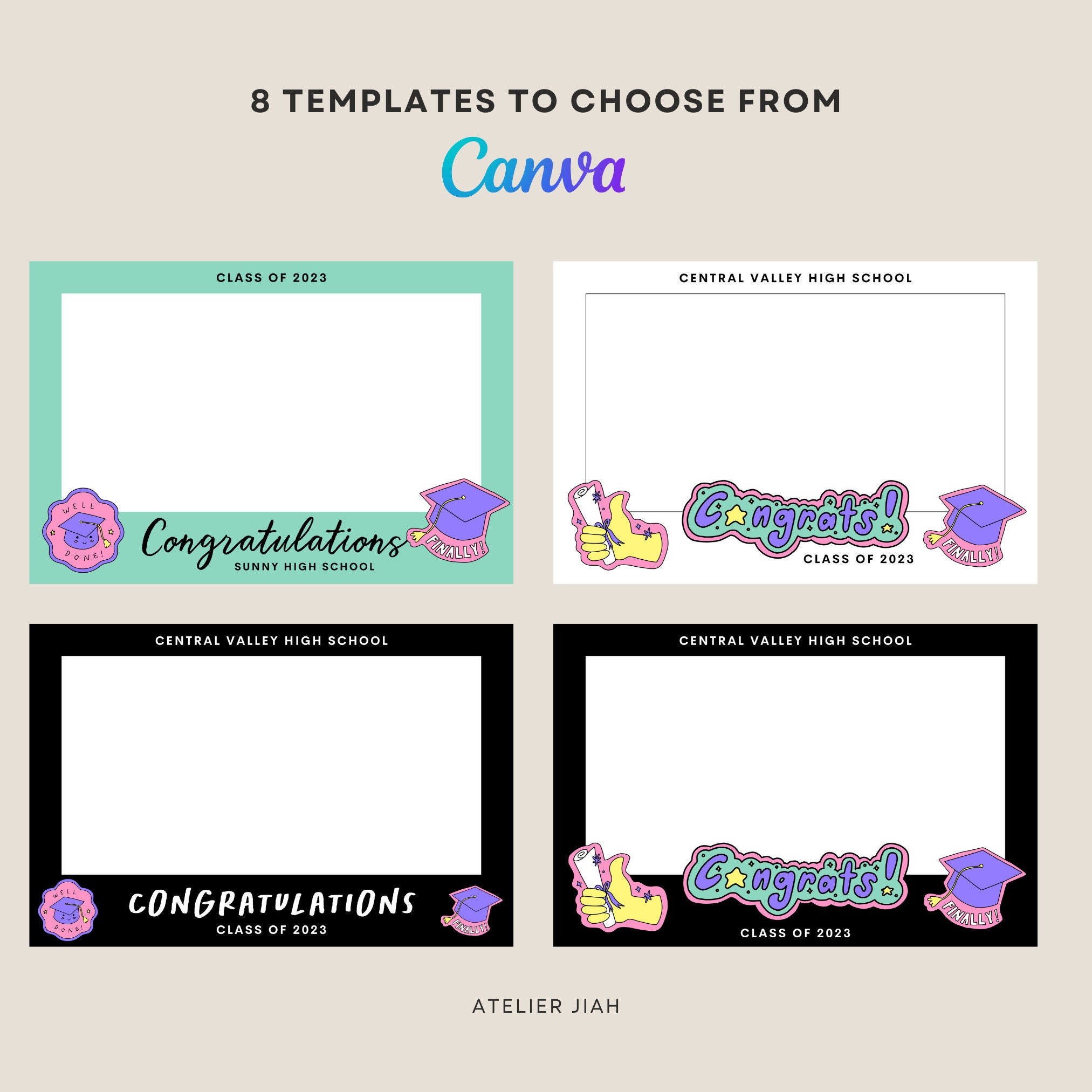 EDITABLE Selfie Photo Prop Frame DIY Printable Photo Booth Prop Class ...