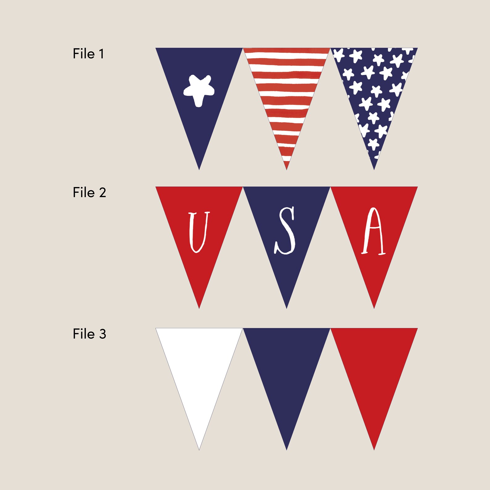 Printable 4th of July Bunting Patriotic Pennant Flag Party Banner Stars ...