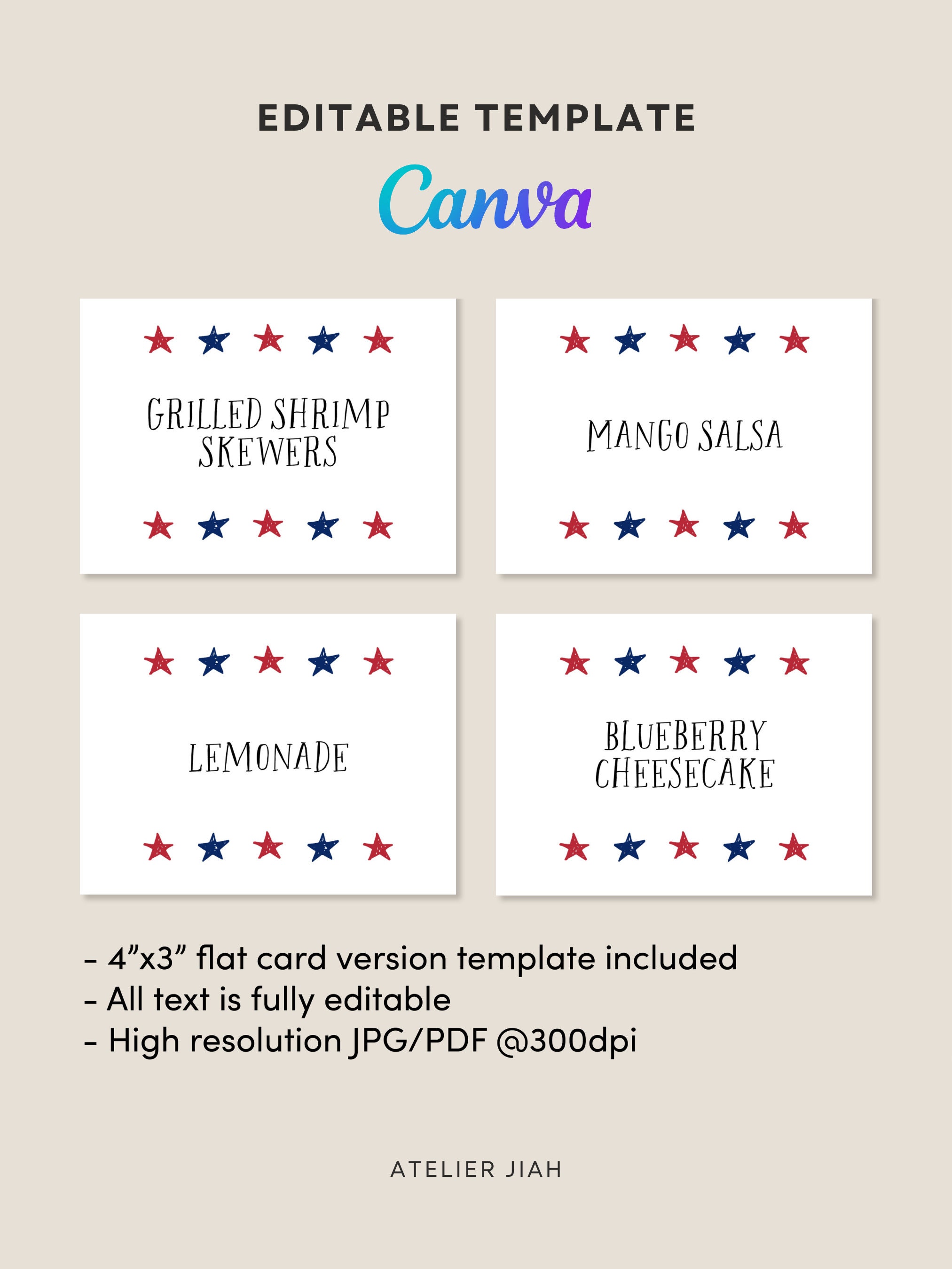 Editable Food Label Minimalist Printable Buffet Card White Food Tent ...