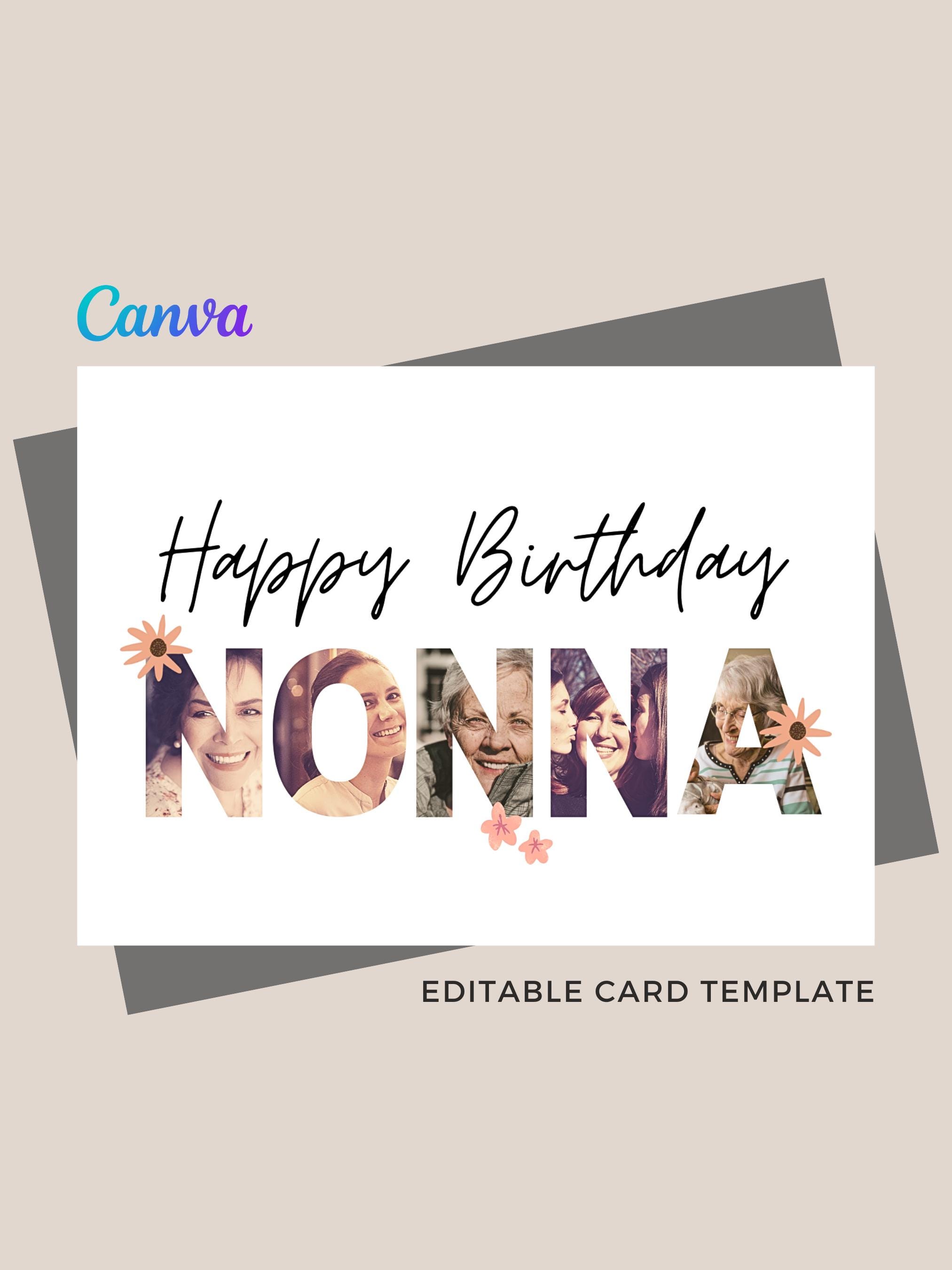 Personalized Photo Birthday Card for Nonna: DIY Canva Template (digital ...