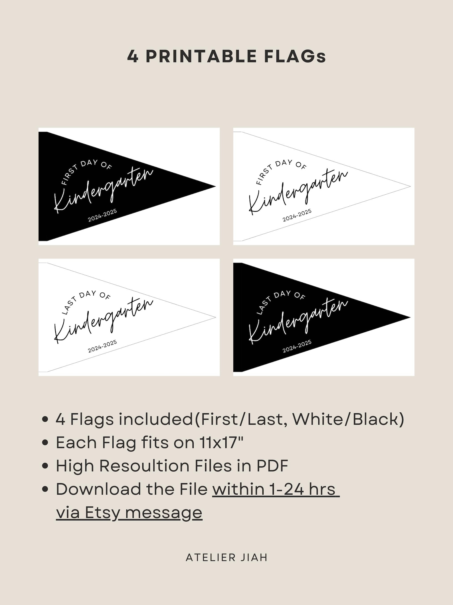 PRINTABLE First Day of School Flag Kids Custom First Last Day of School ...