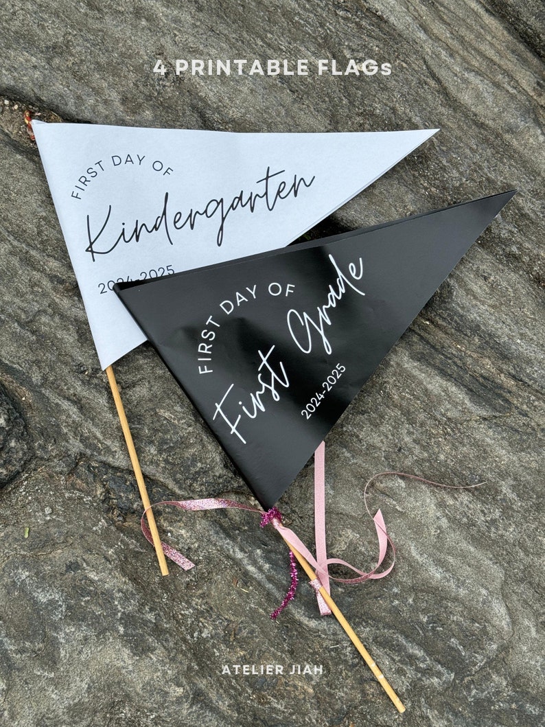 PRINTABLE First Day of School Flag Kids Custom First Last Day of School ...