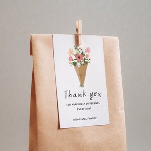 Flower Gift Tag Printable Floral Party Favor Tag Thank You Flower ...