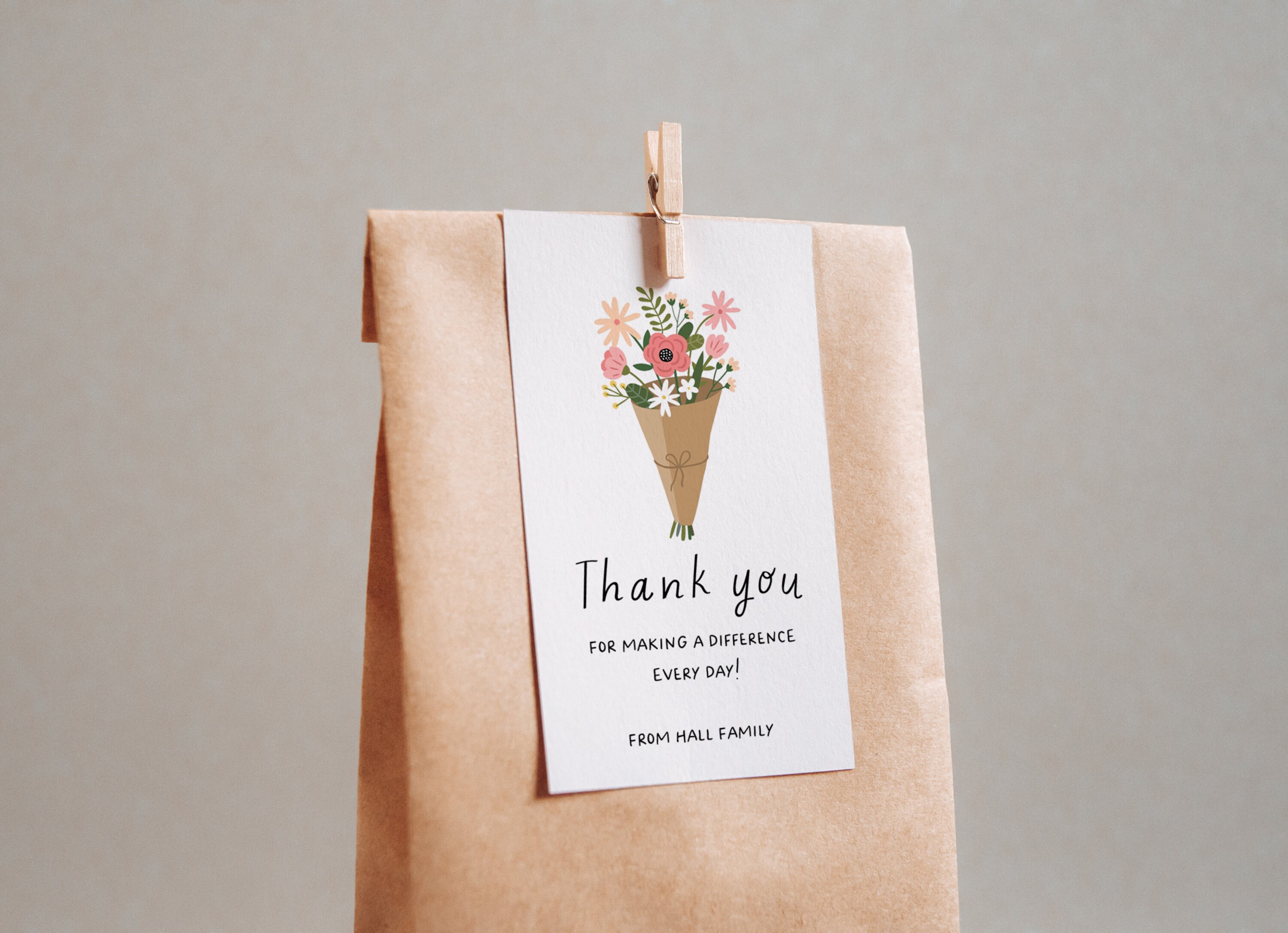 Flower Gift Tag Printable Floral Party Favor Tag Thank You Flower ...