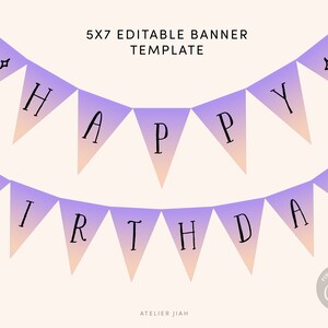 EDITABLE Happy Birthday Bunting Printable Pennant Flag Party - Etsy
