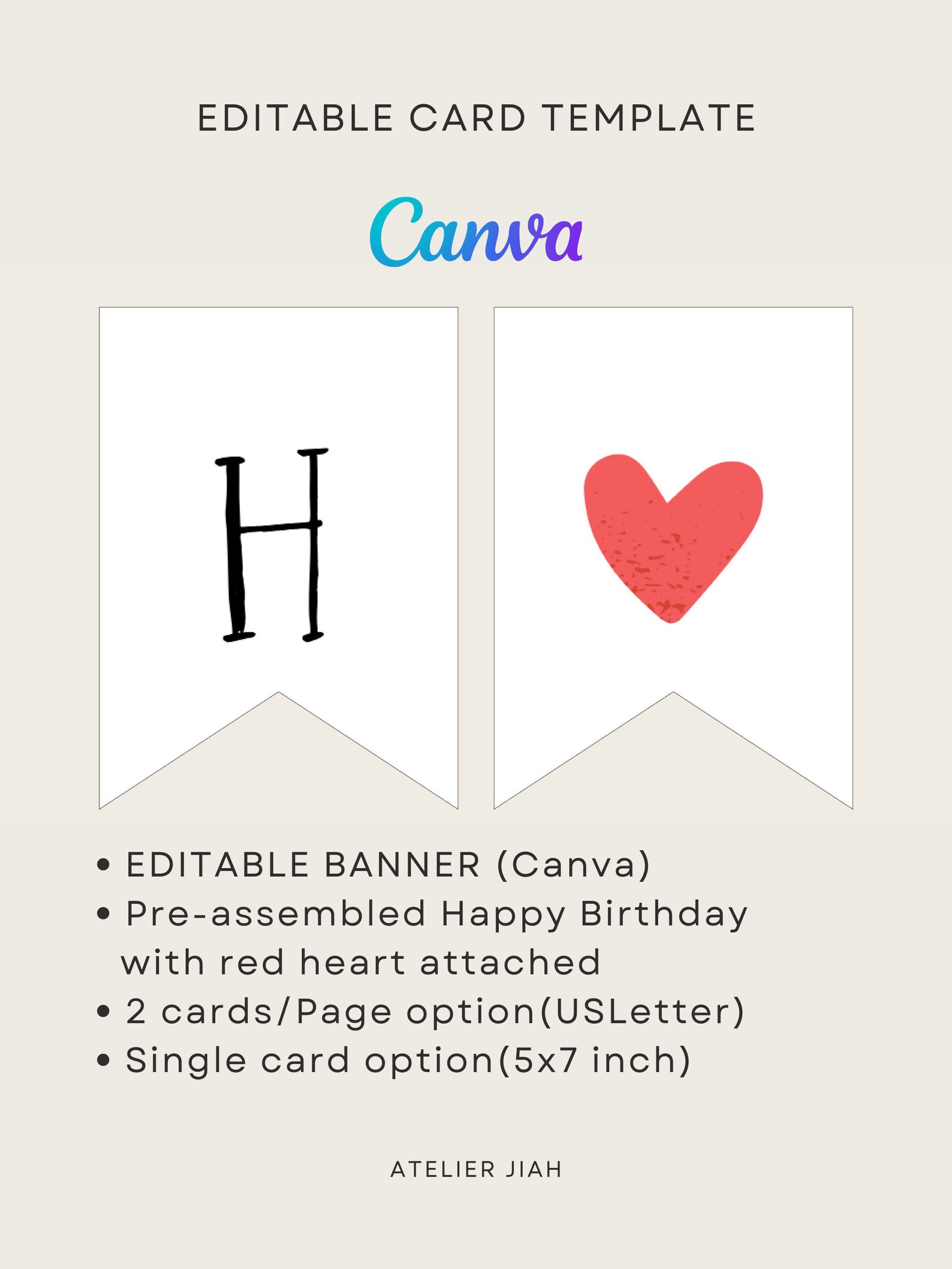 Happy Birthday Bunting Printable Banner Editable Simple White Paper ...