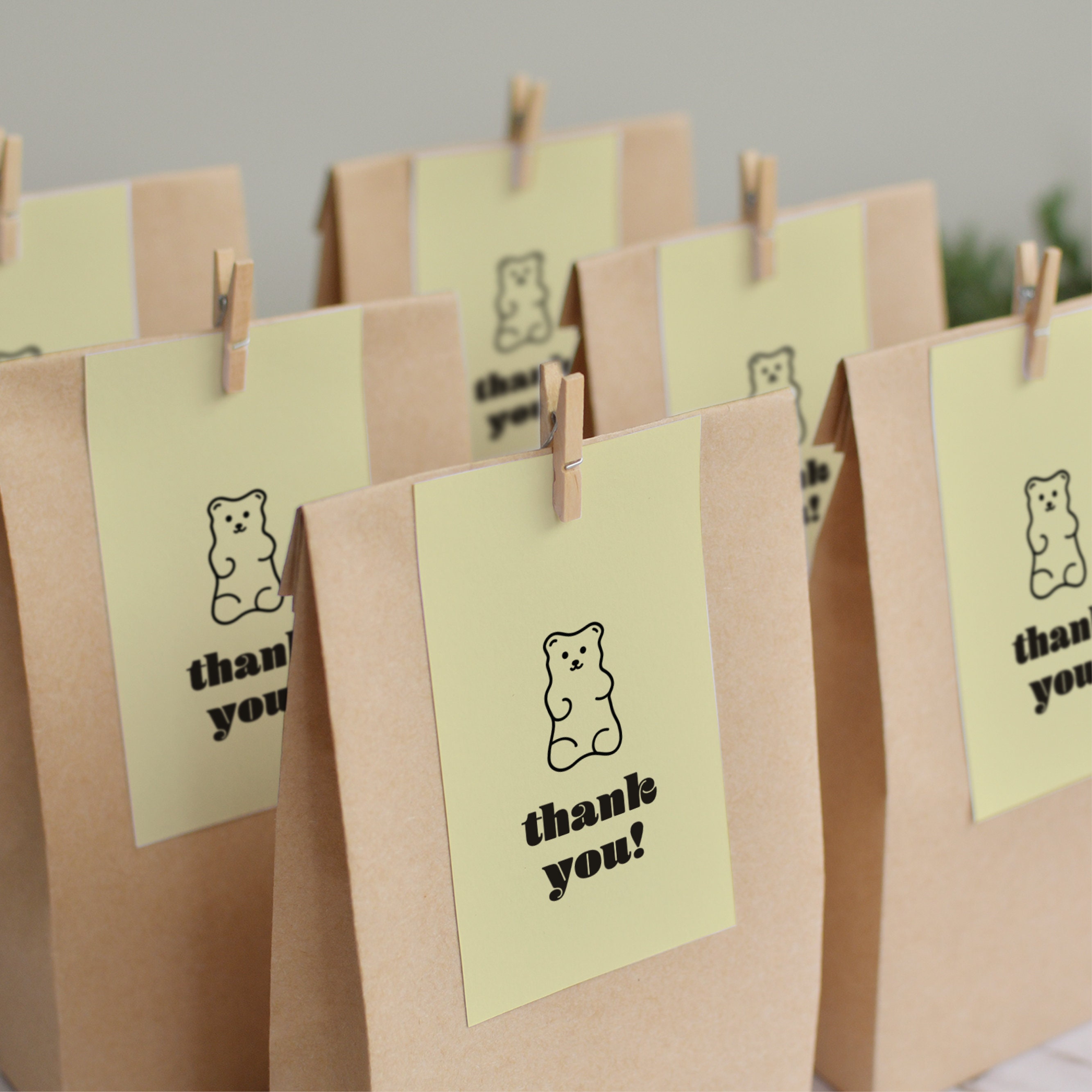 Gummy Bear Gift Tag Printable Thank You Favor Tag Bear Black - Etsy