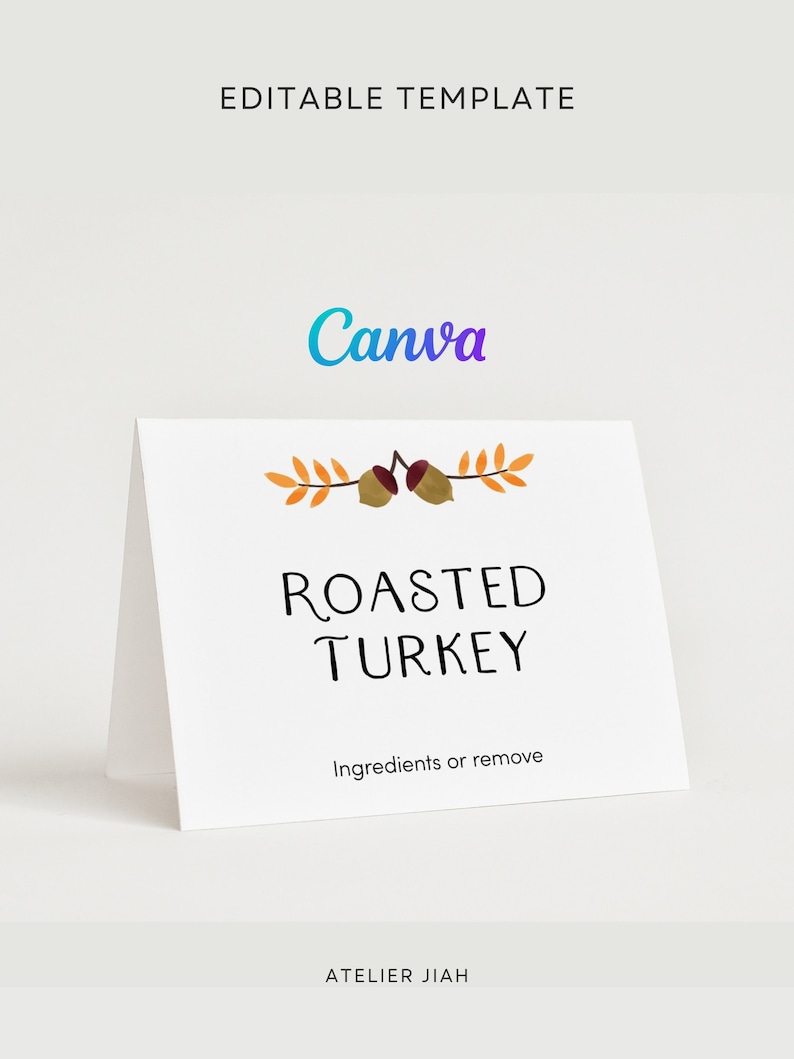 Fall Food Label Buffet Card Thanksgiving Dinner Autumn Event Food Tent ...