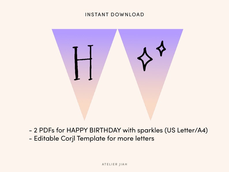 EDITABLE Happy Birthday Bunting Printable Pennant Flag Party - Etsy