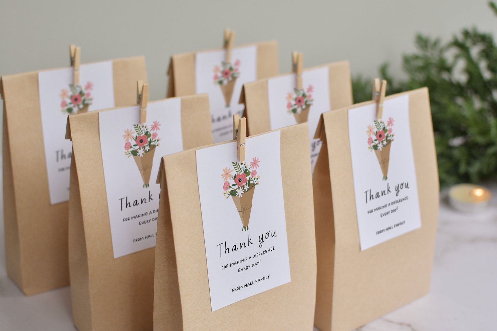 Flower Gift Tag Printable Floral Party Favor Tag Thank You Flower ...