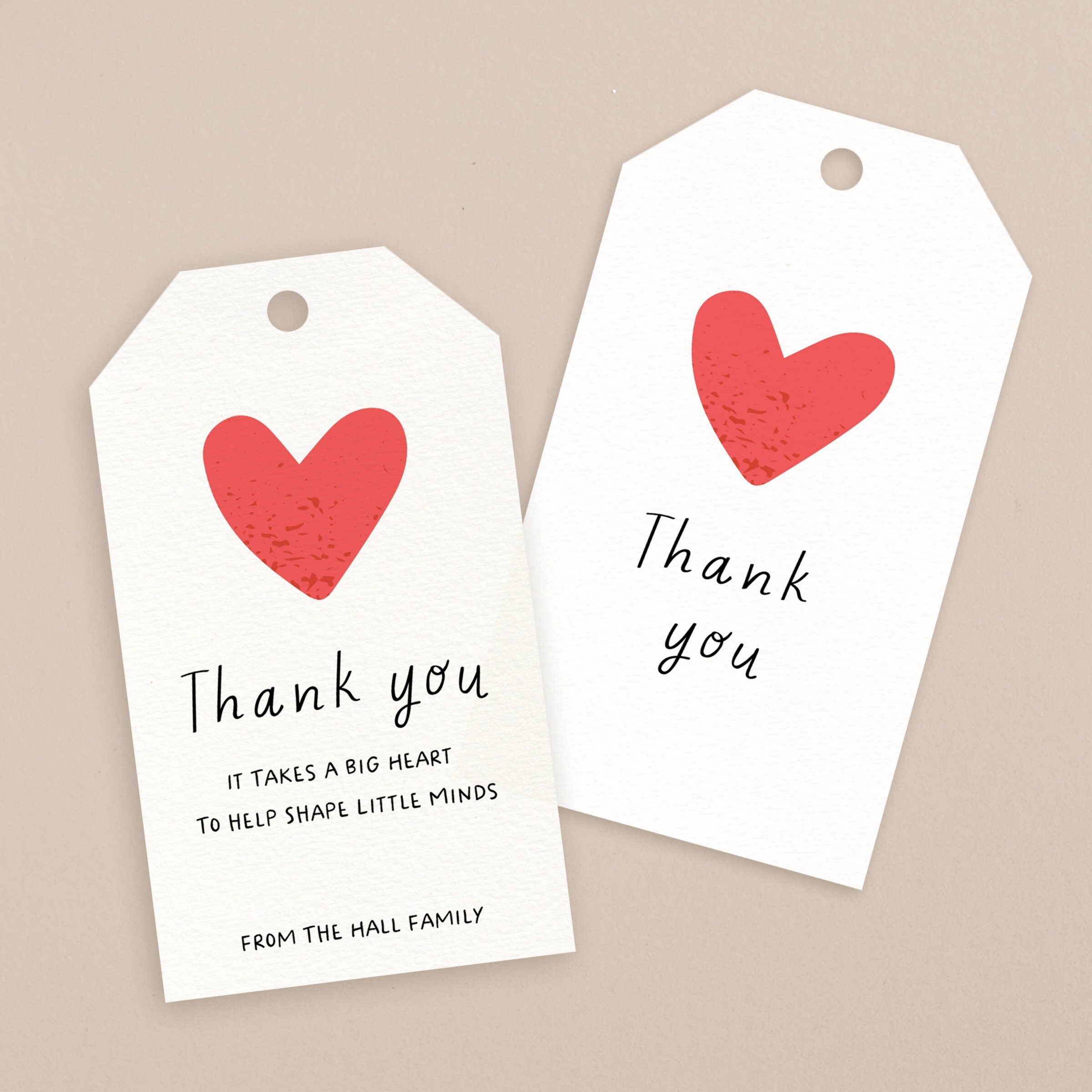 EDITABLE Heart Thank You Tags Appreciation Gift Tag It Takes - Etsy