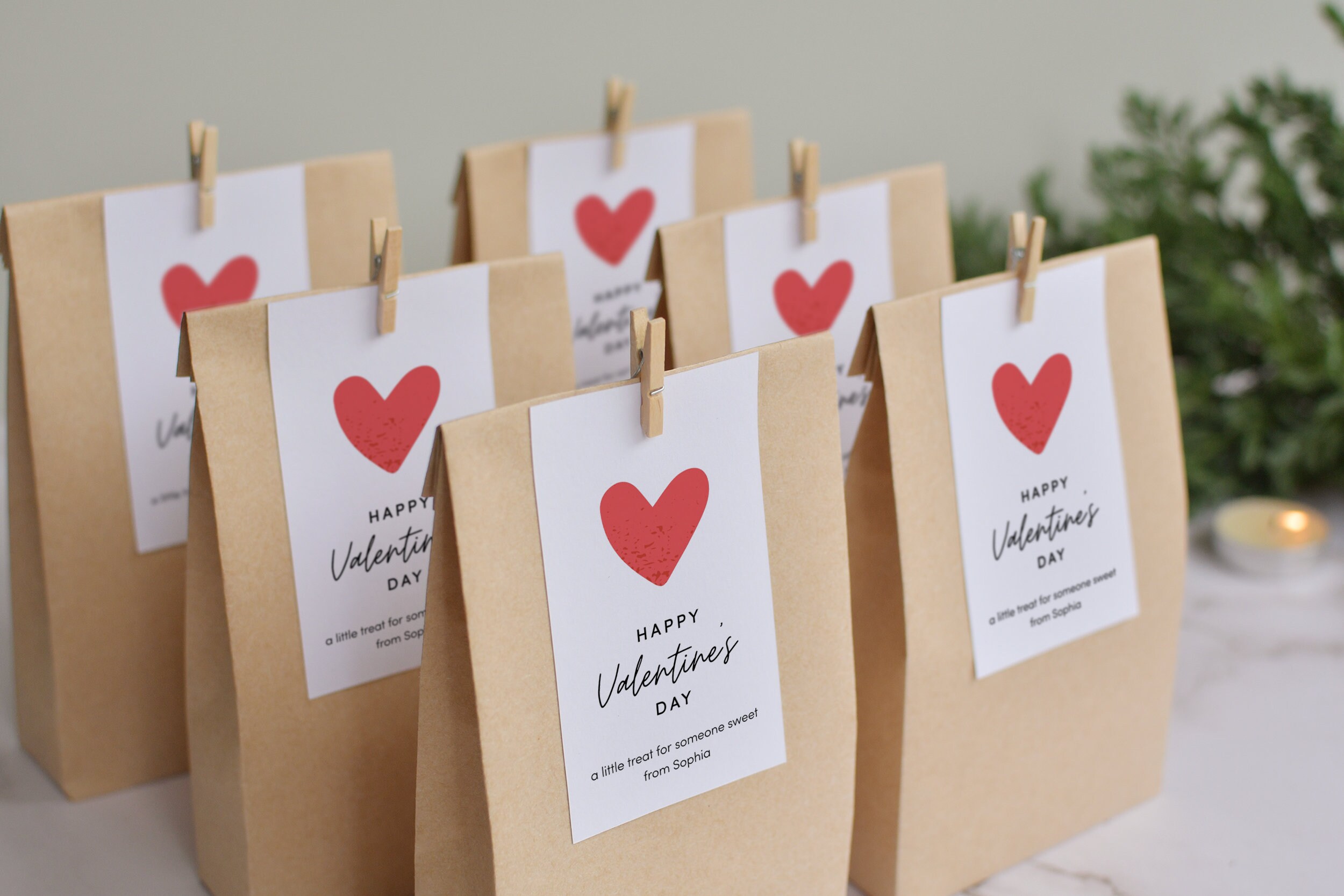 Happy Valentines Day Gift Tag Printable V Day Heart Tag Bulk Kids Class ...