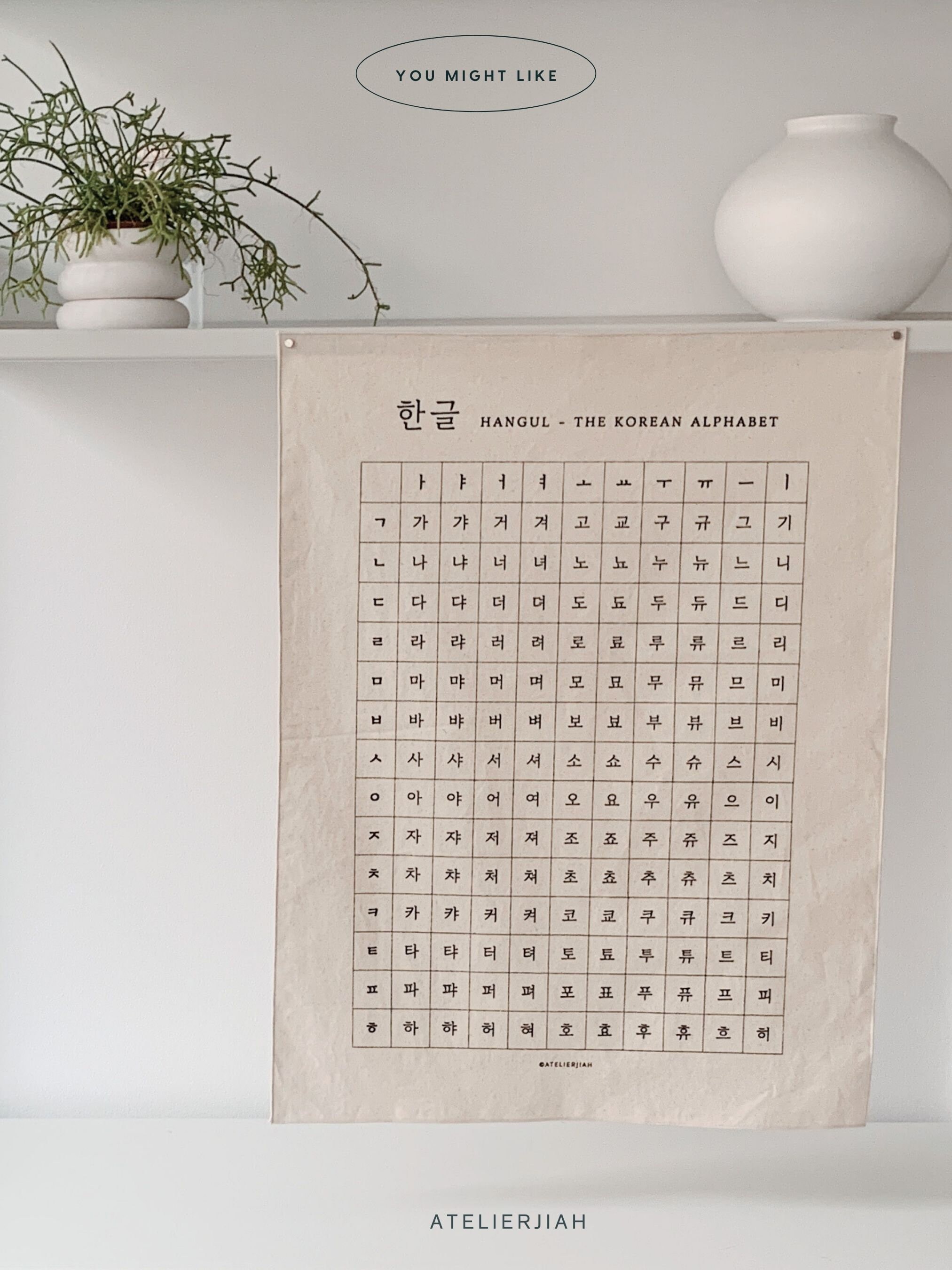 Korean Alphabet Chart Learning Korean Hangul Art Print Korean Modern ...
