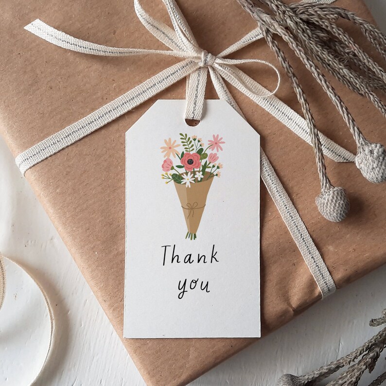 Flower Gift Tag Printable Floral Party Favor Tag Thank You Flower ...