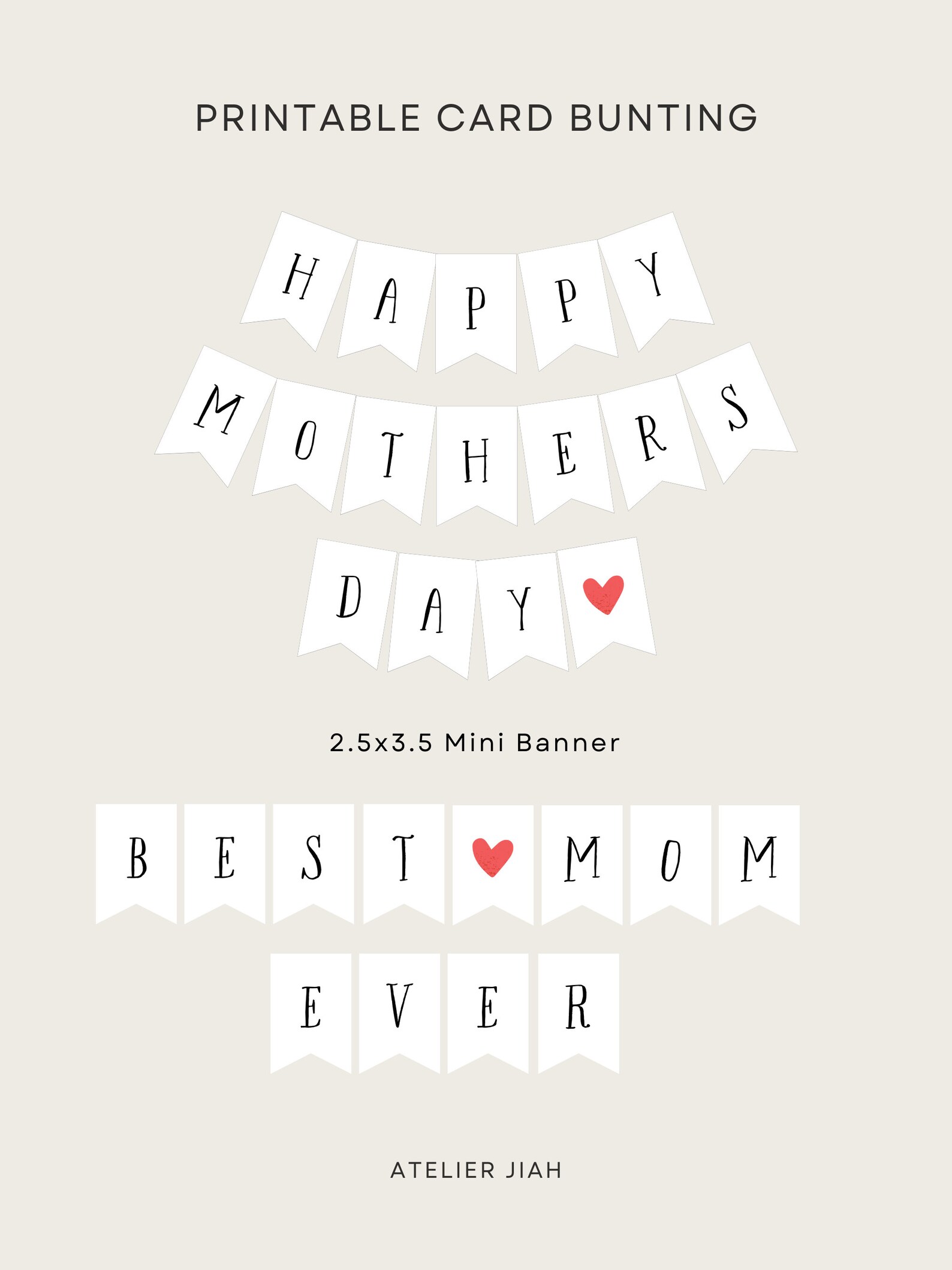 Printable Mothers Day Banner Mini DIY Bunting Happy Mothers Day Best ...