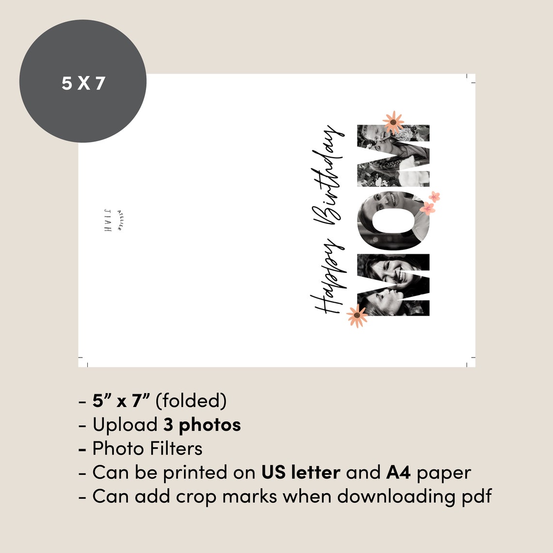 Editable Mothers Day Card for Mom Printable Blank Happy - Etsy