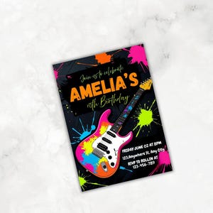 EDITABLE Guitar Party Invitation, Printable Guitar Birthday Invite ...