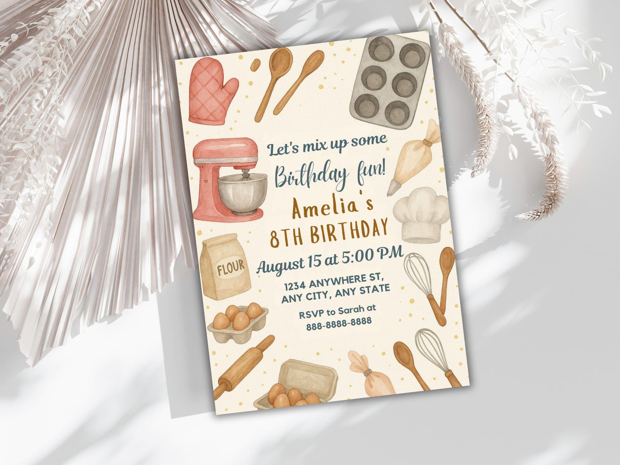 Editable Baking Birthday Invitation Template, Cooking Birthday Invite, Kitchen Party Invite ...
