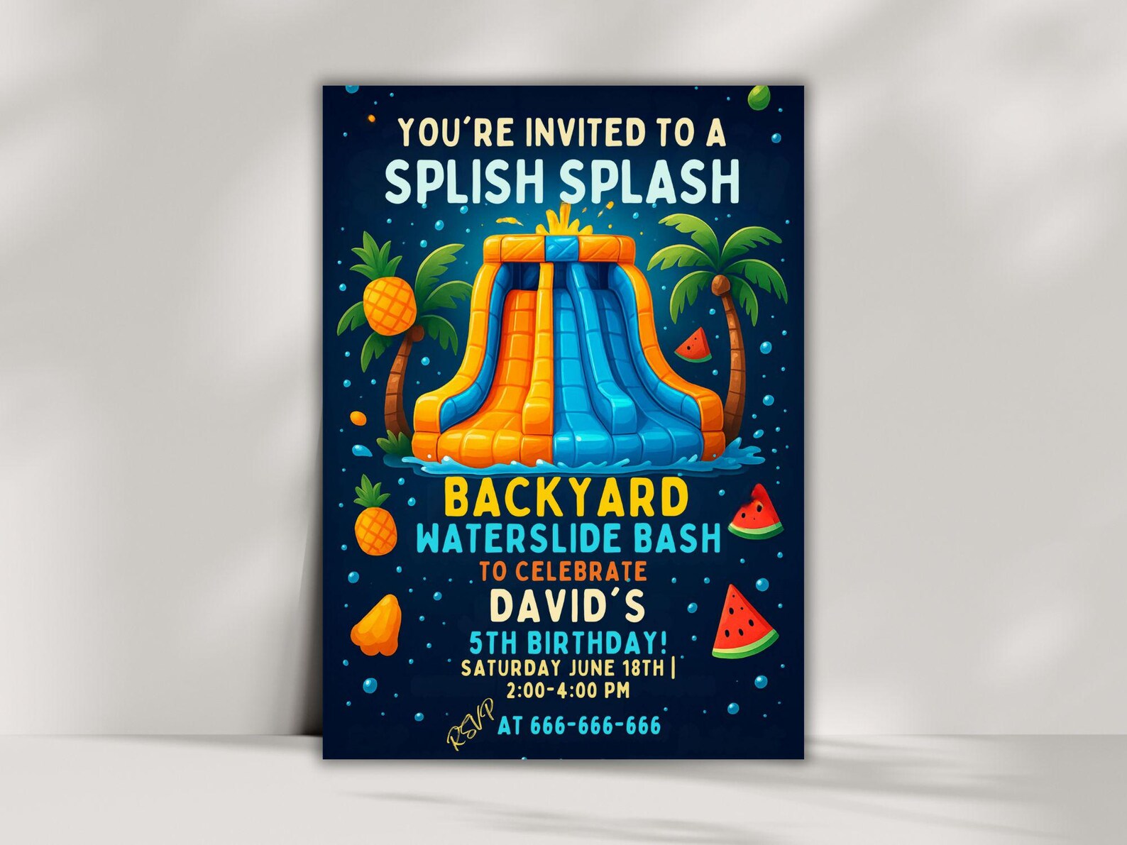Waterslide Birthday Invitation, Boy Girl Splash Party Invite, Splash ...