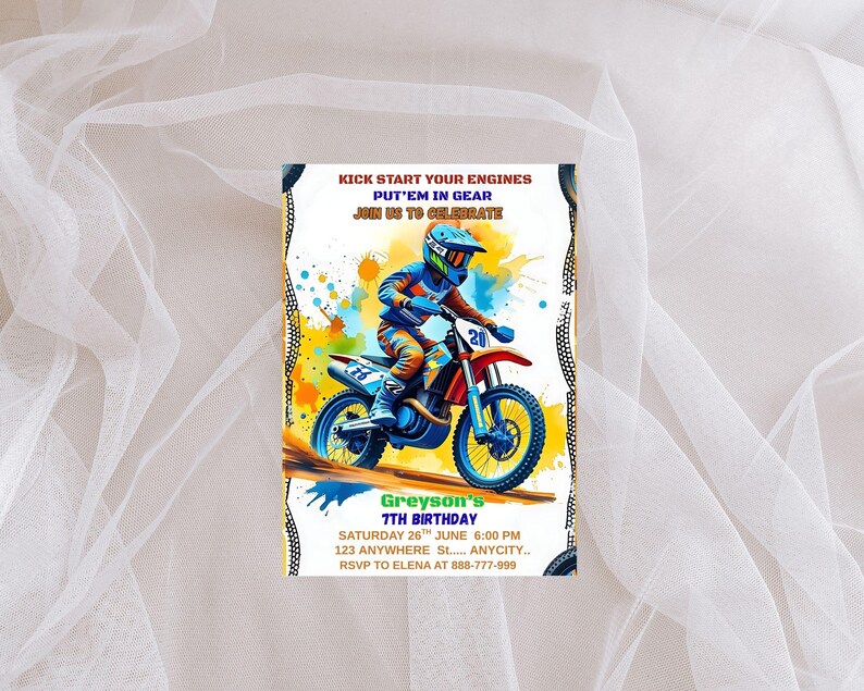Dirt Bike Birthday Invitation,dirt Bike Adventure Invite,motocross ...