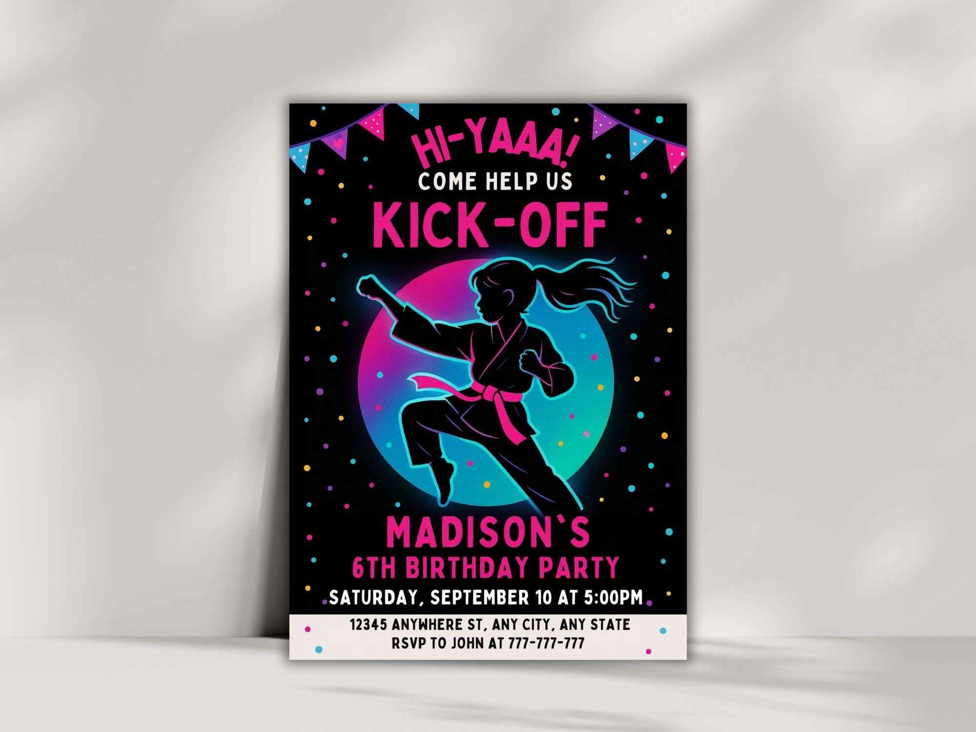 EDITABLE Karate Birthday Party Invitation, Taekwondo Party Template ...