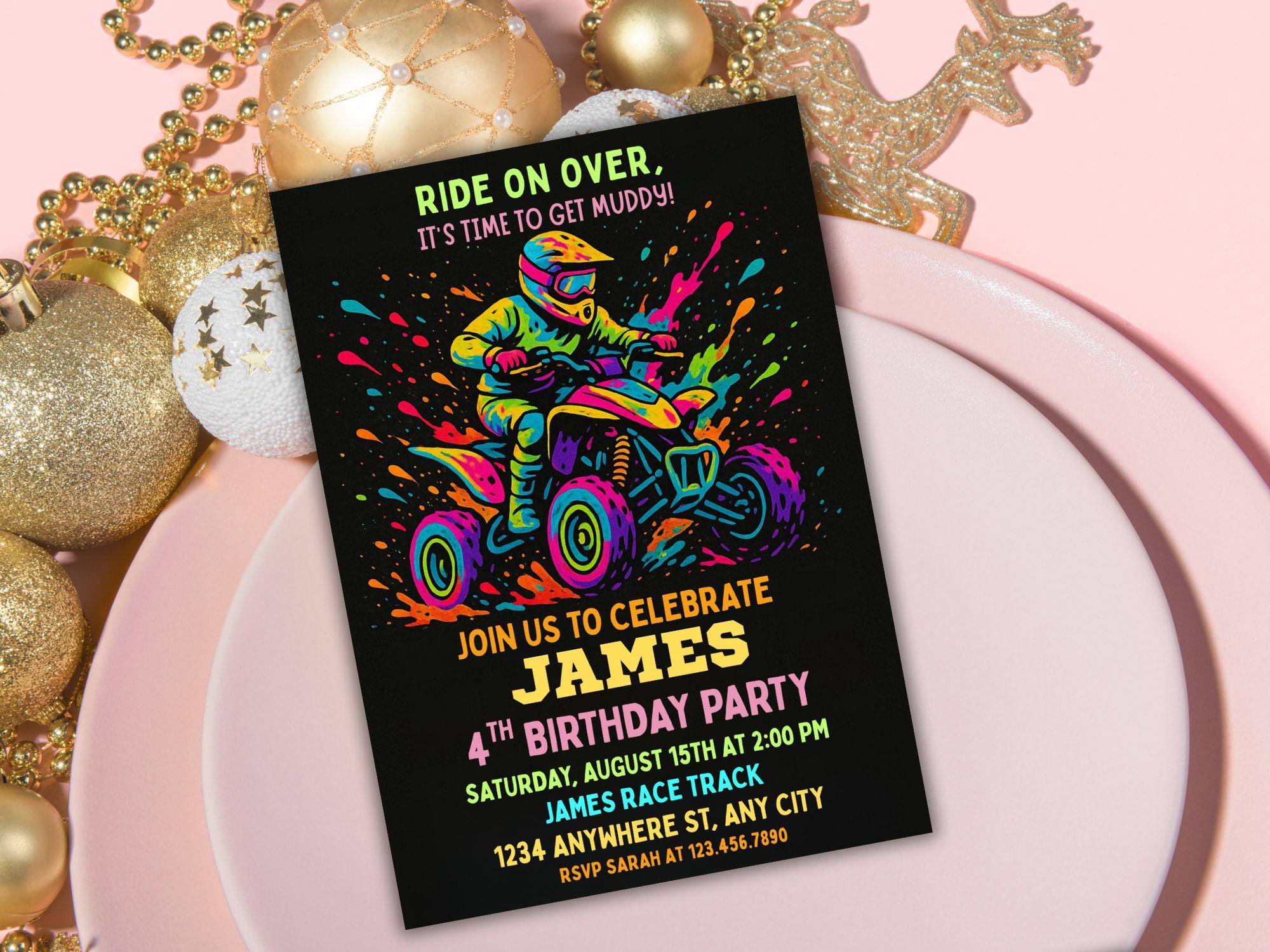 Editable ATV Quad Bike Birthday Party Digital Template Off-road ...