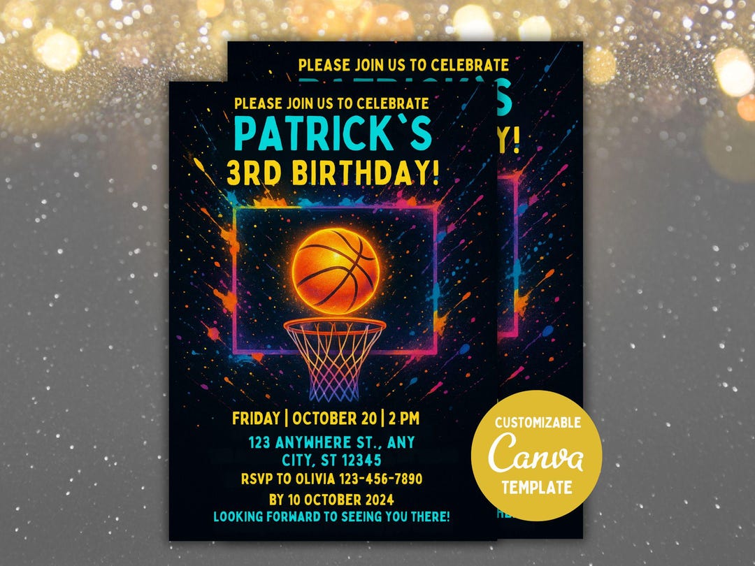Editable Basketball Invitation Template, Basketball Birthday Invitation ...