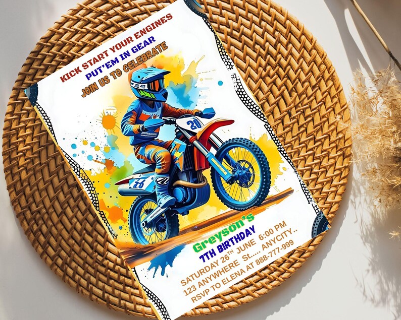 Dirt Bike Birthday Invitation,dirt Bike Adventure Invite,motocross ...