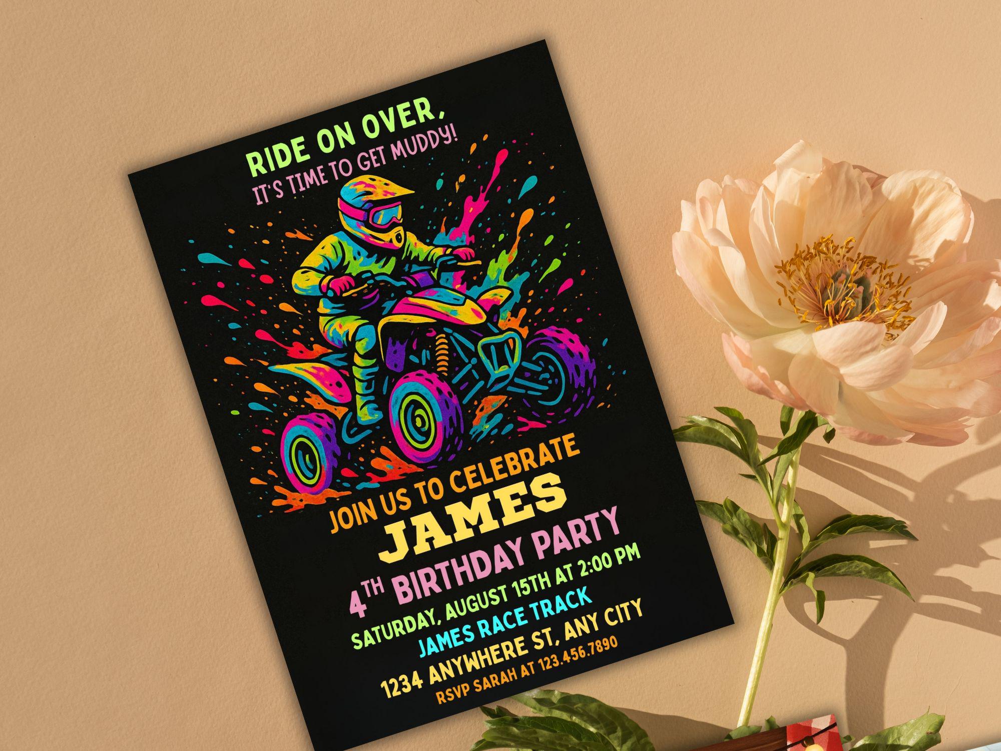 Editable ATV Quad Bike Birthday Party Digital Template Off-road ...