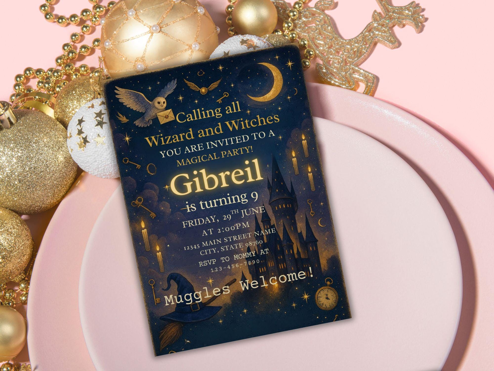 Editable Magical Birthday Invitation, Wizards Witches Birthday ...