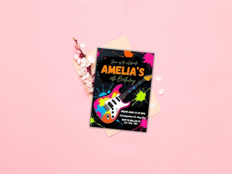 EDITABLE Guitar Party Invitation, Printable Guitar Birthday Invite ...