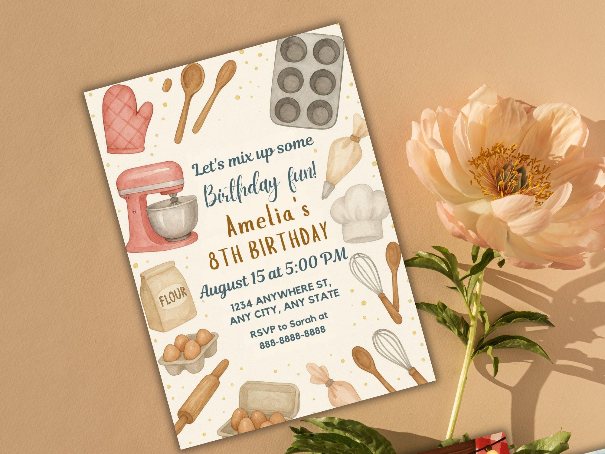 Editable Baking Birthday Invitation Template, Cooking Birthday Invite ...