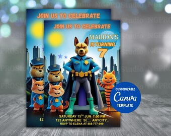 Dog Man Invitation, Editable Kids Birthday Invitation, Dog Man Movie ...